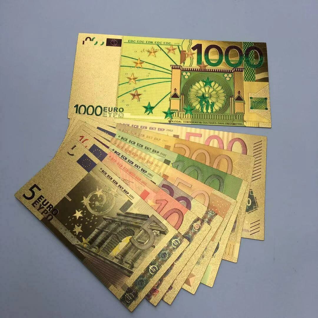 8 Notes Euro 51020501002005001000 Gold Bill Full Set Gold Banknote ...