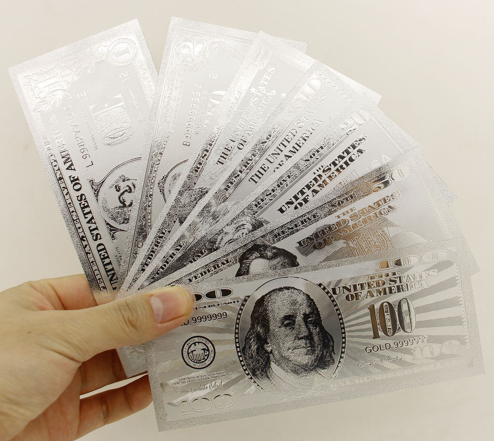 7PCS USD 125102050100 silver Dollar Bill Full Set Silver Banknote ...