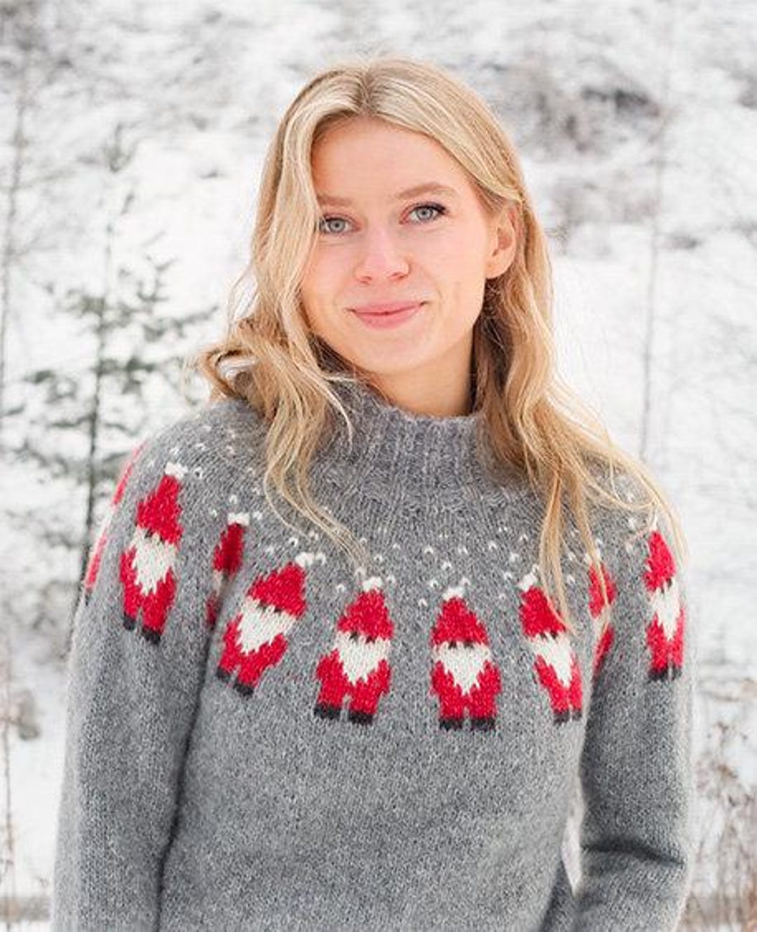 Handmade Christmas Sweater, Santa Claus Sweater, Wool Sweater, Jacquard ...