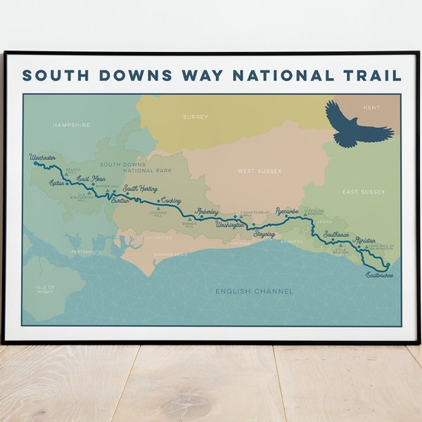 Pennine Way Art Print: Pennine Trail Map Art. Pennines Wall Art, Trail ...