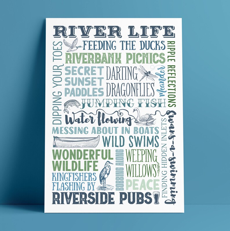 River Life Wall Art River Art Print River Print River Gift | Etsy UK