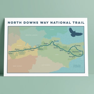 North Downs Way Art Print: North Downs Map Art. National Trail | Etsy