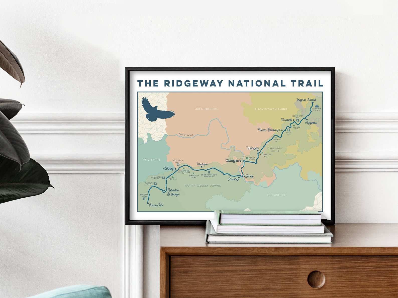 The Ridgeway Art Print: Wall Art Map Print. Ridgeway Trail Map Art ...