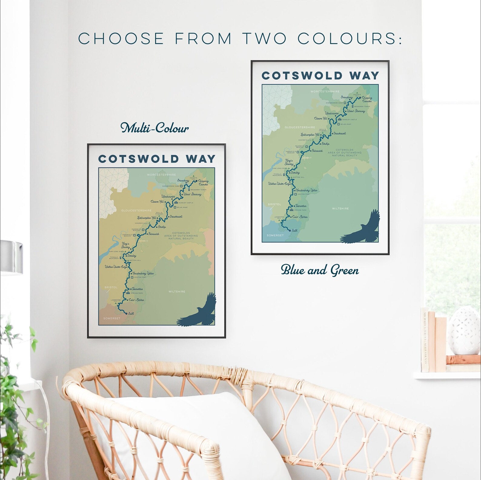 Cotswold Way Map Art Print. Cotswold Trail Map Print - Etsy UK