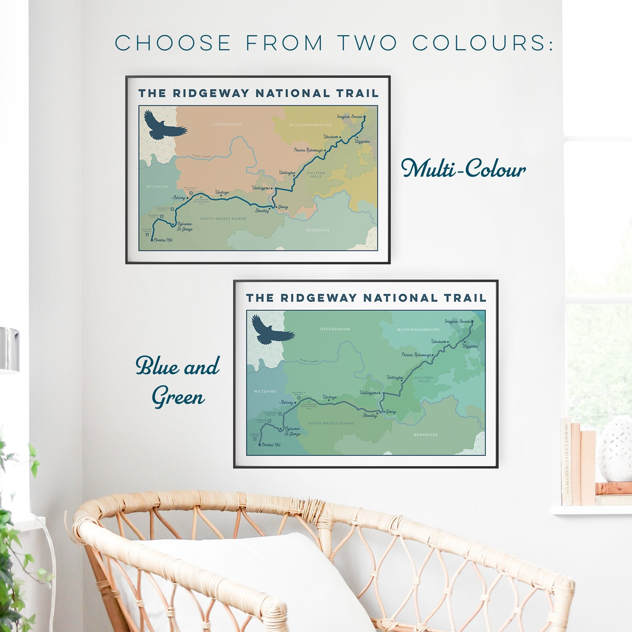 The Ridgeway Art Print: Wall Art Map Print. Ridgeway Trail Map Art ...