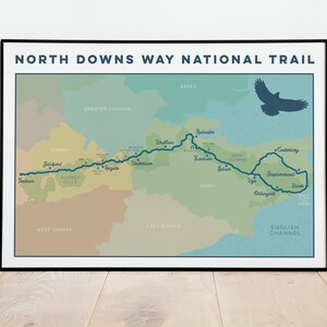 North Downs Way Art Print: North Downs Map Art. National Trail | Etsy