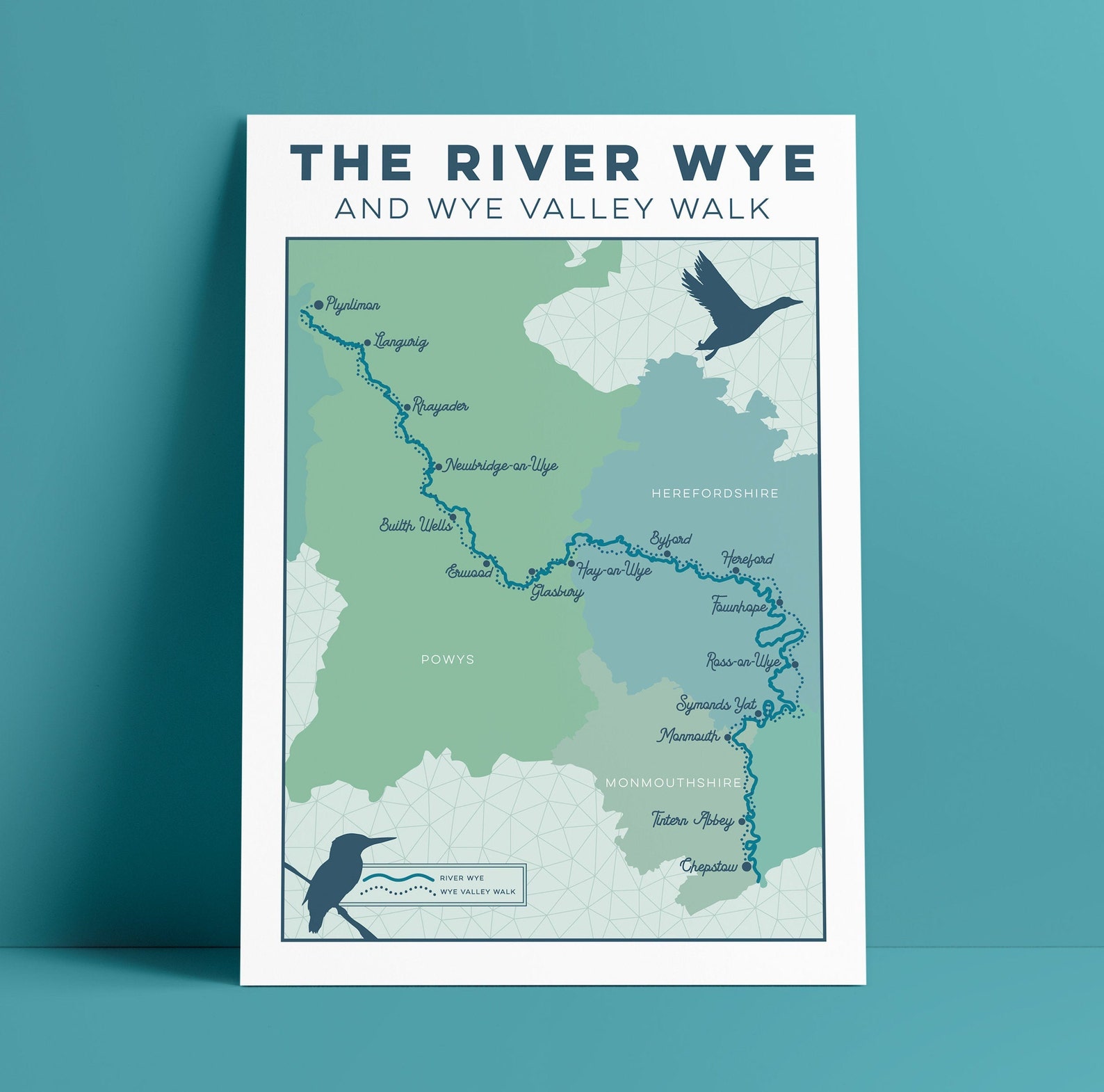 River Wye Art Print With Wye Valley Walk. Wall Art Trail Map - Etsy UK