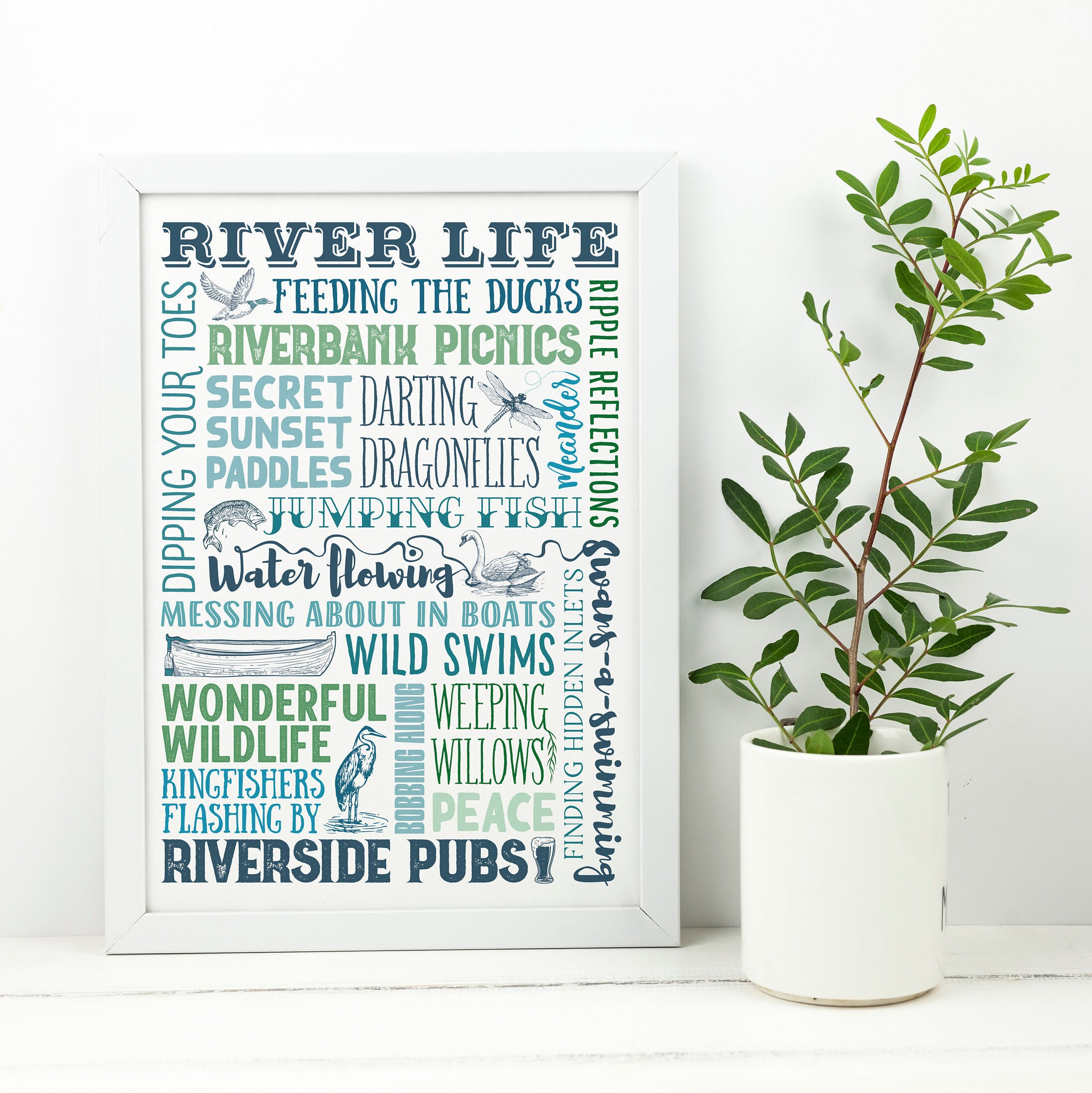 River Life Wall Art River Art Print River Print River Gift | Etsy