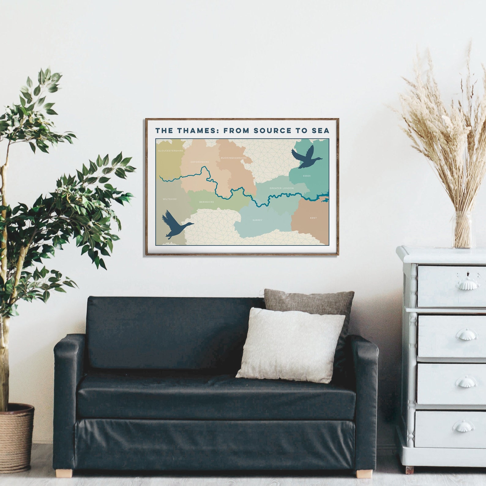 River Thames Map: Source to Sea Art Print. Map Art River Wall - Etsy UK