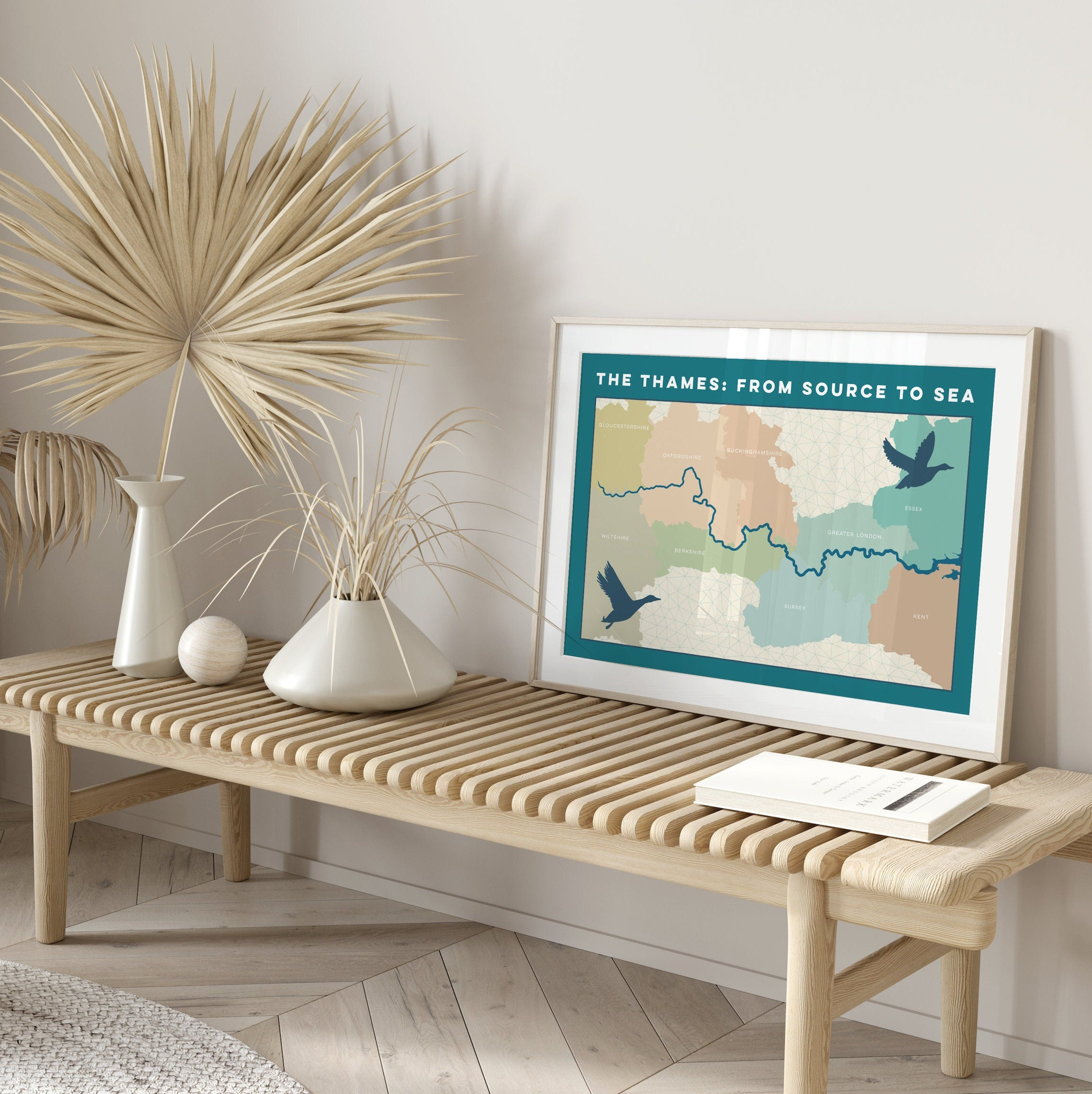 River Thames Map: Source to Sea Art Print. Map Art, River Wall Art ...