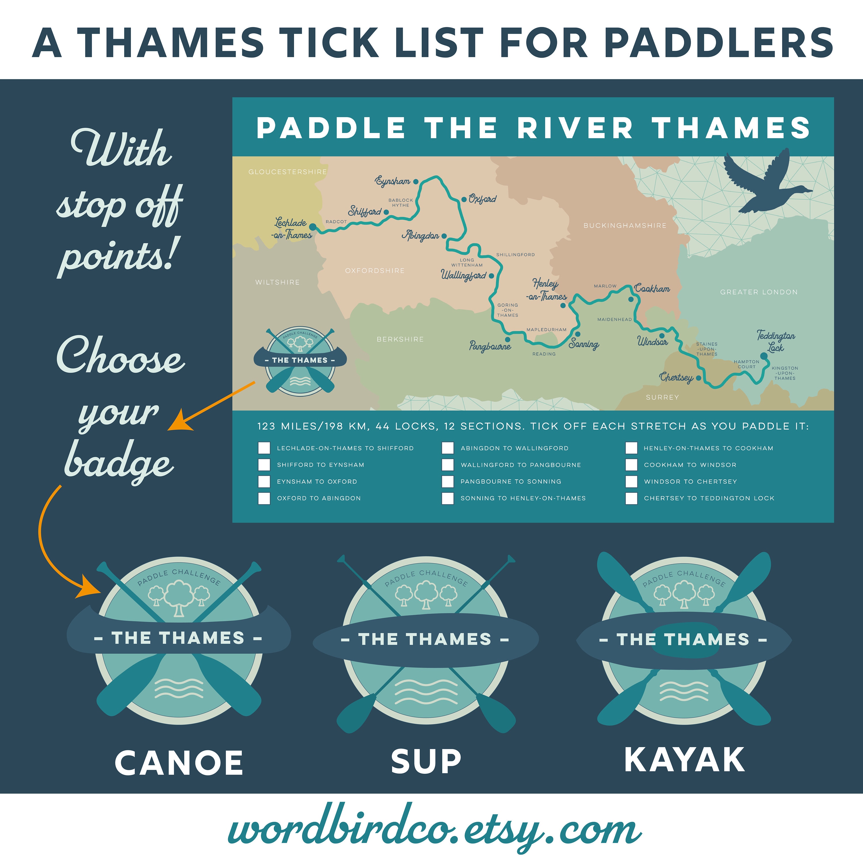 River Thames Map Print: Thames Art Print Trail Map Art Wall | Etsy