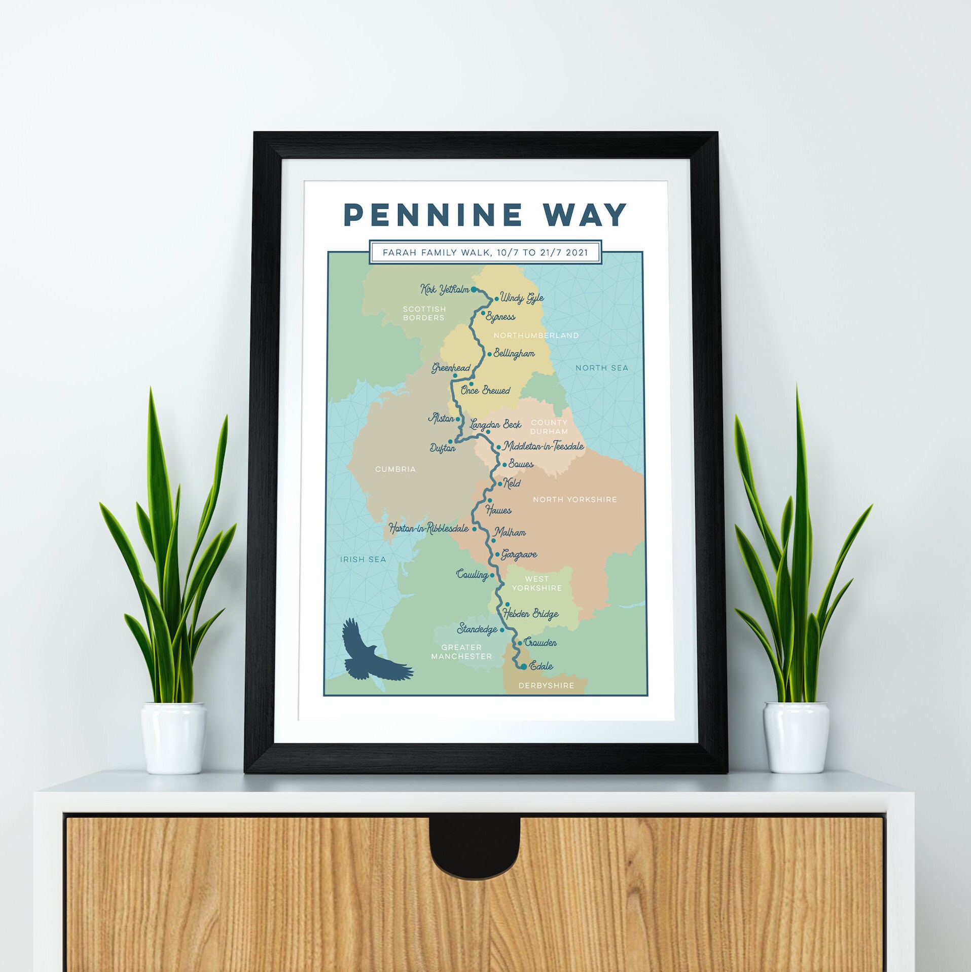 Pennine Way Personalised Art Print: Pennine Trail Personalised | Etsy