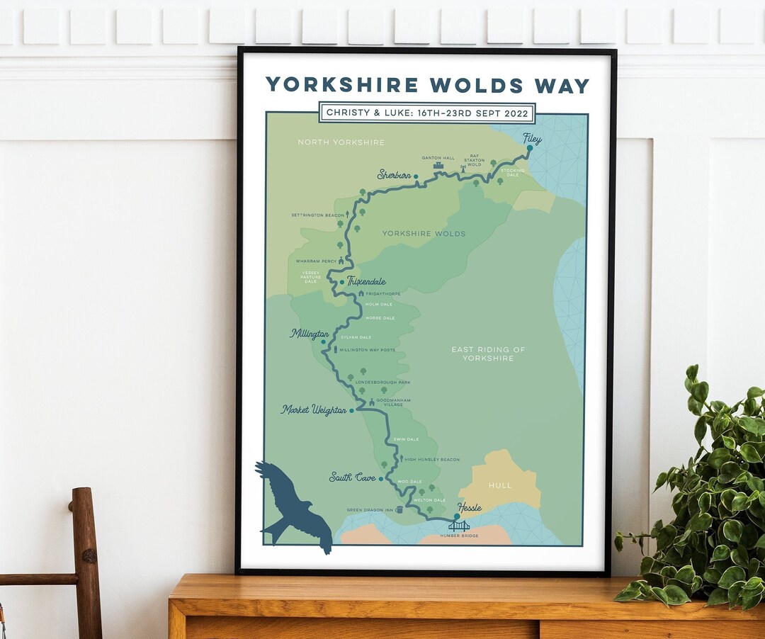 Personalised Yorkshire Wolds Way Art Print: Yorkshire Wolds ...