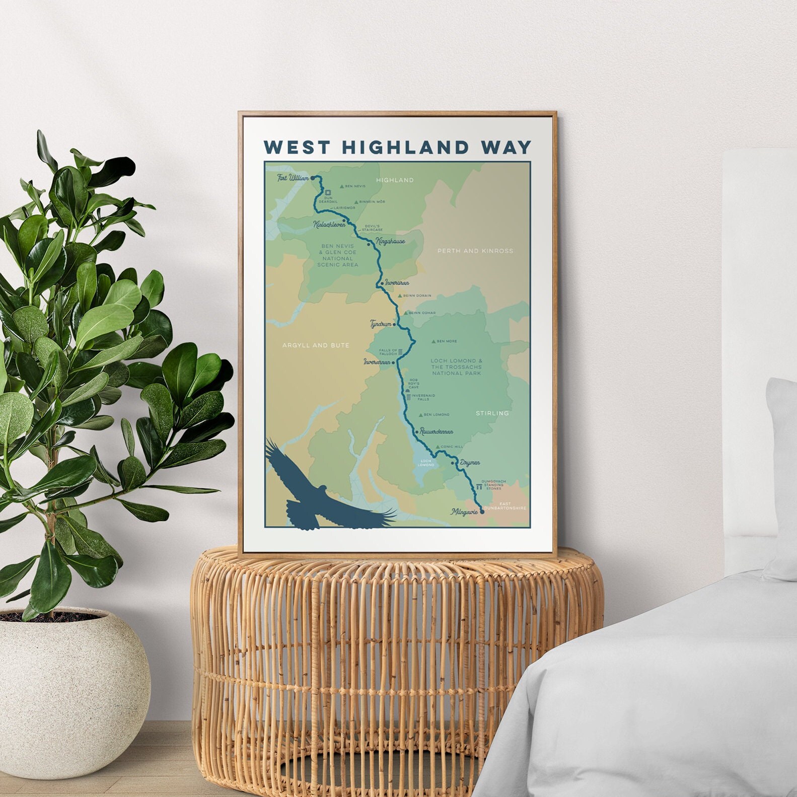 West Highland Way Map Art Print. WHW Map Print, West Highlands Wall Art ...