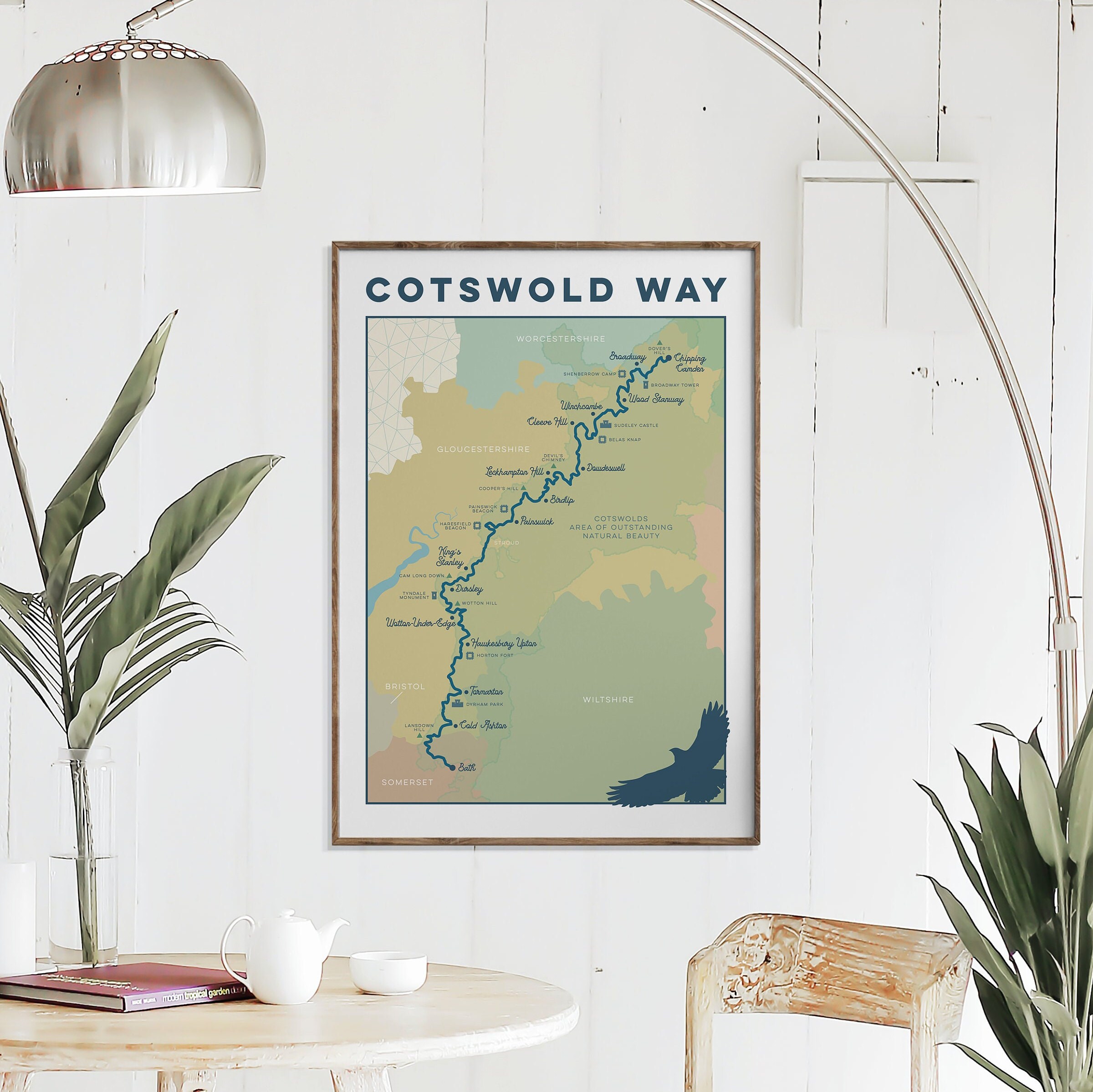 Cotswold Way Map Art Print. Cotswold Trail Map Print - Etsy UK