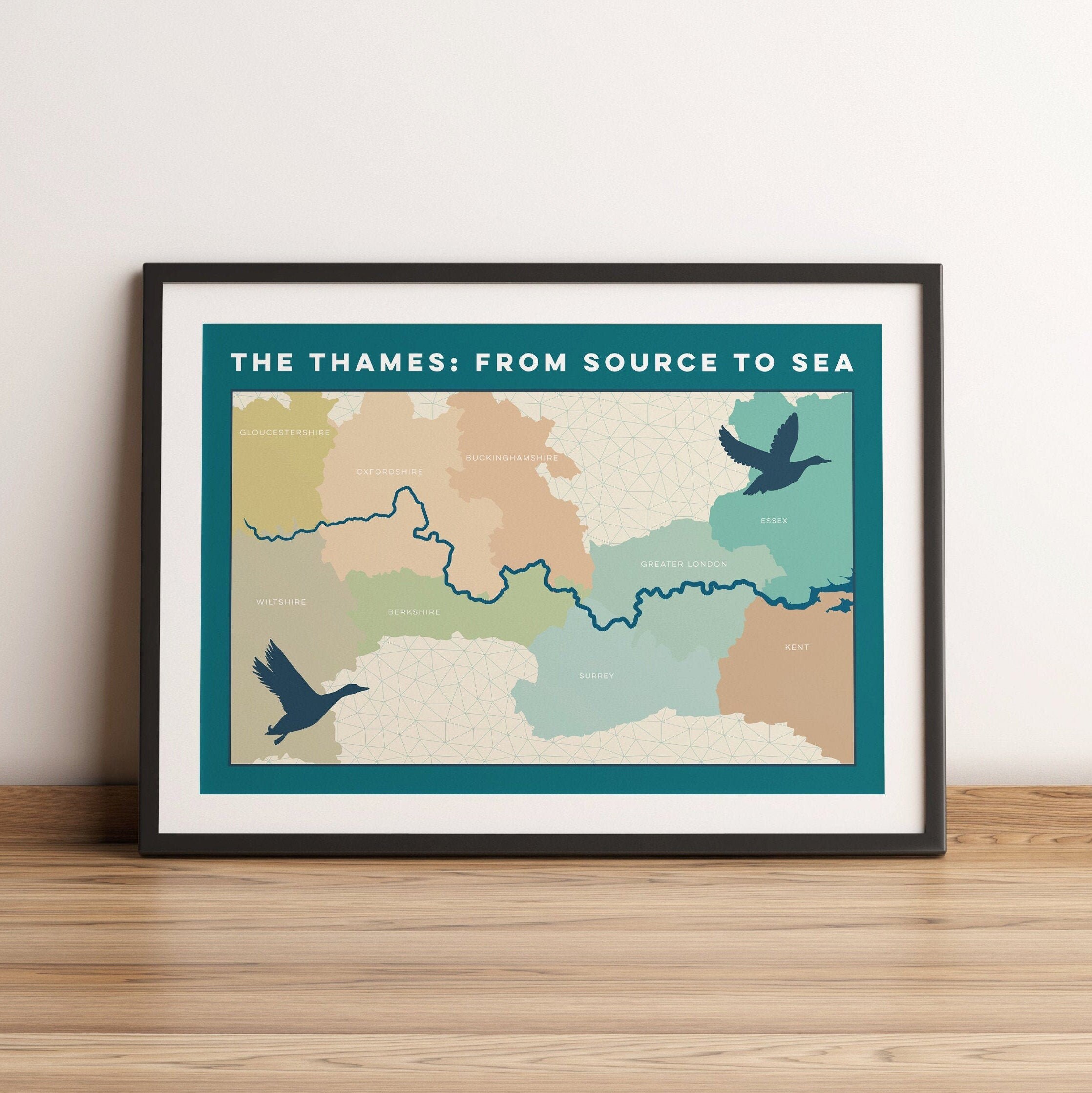 River Thames Map: Source to Sea Art Print. Map Art River Wall | Etsy