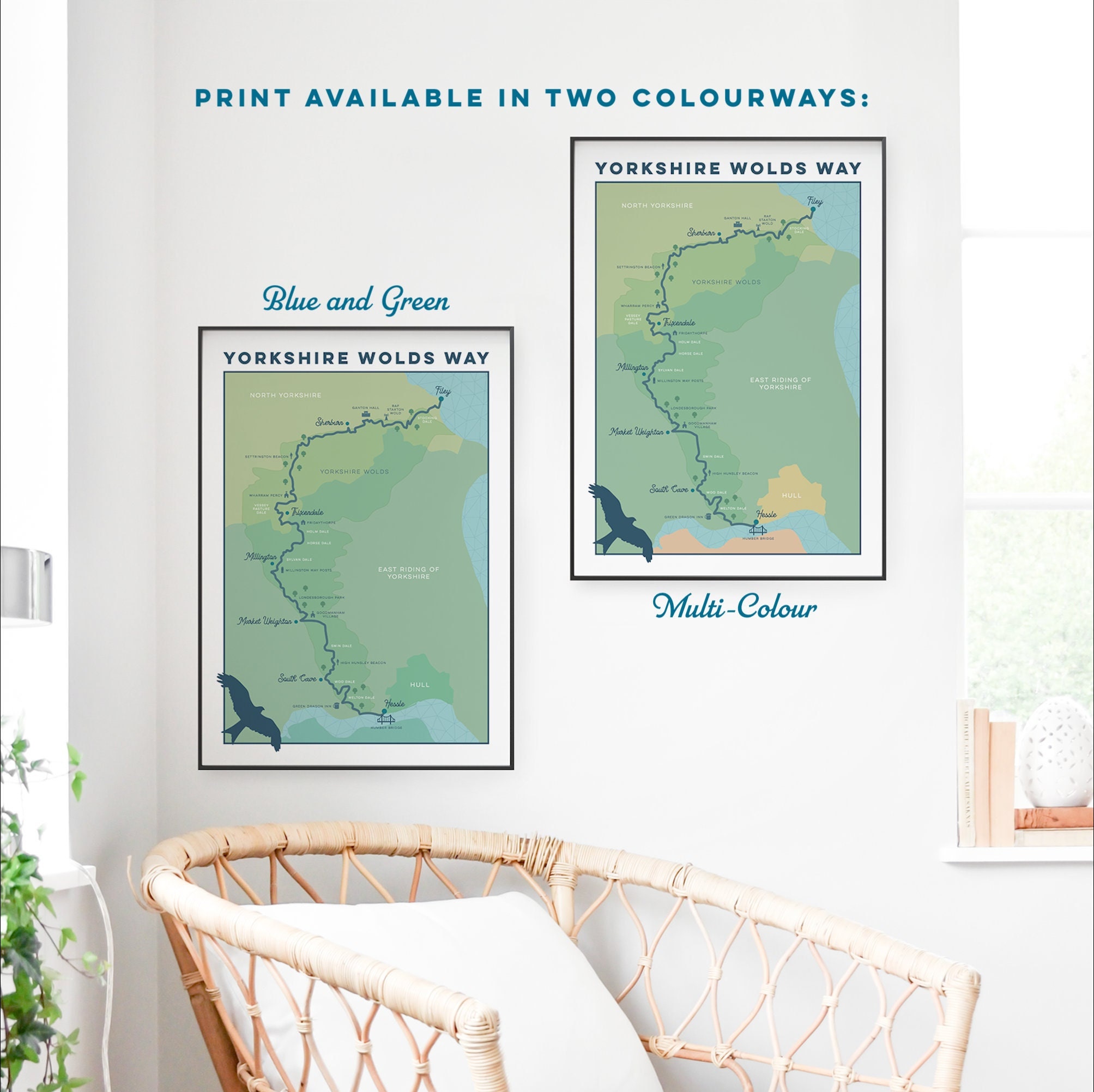 Yorkshire Wolds Way Map Art Print. Trail Map Print Yorkshire - Etsy UK