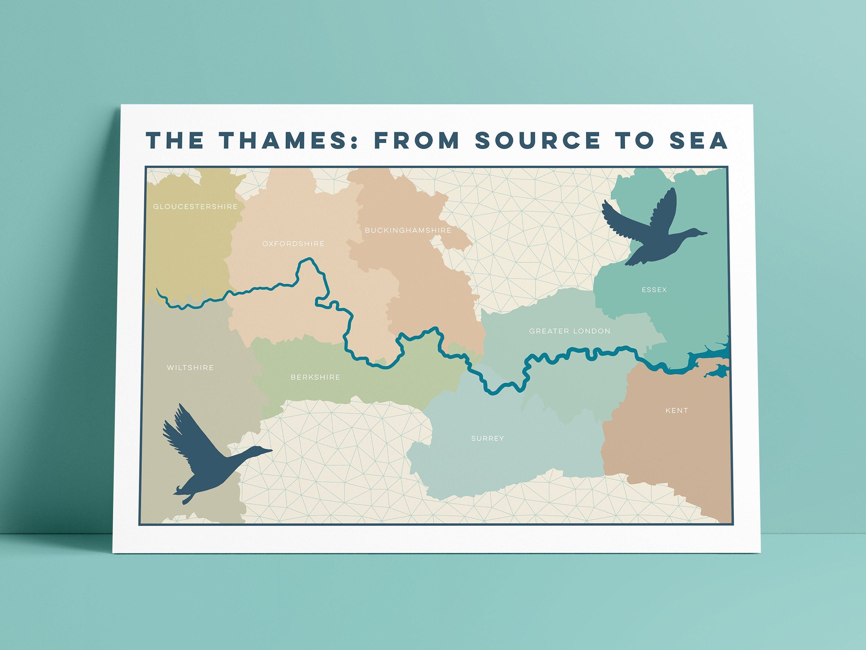 River Thames Map: Source to Sea Art Print. Map Art River Wall | Etsy