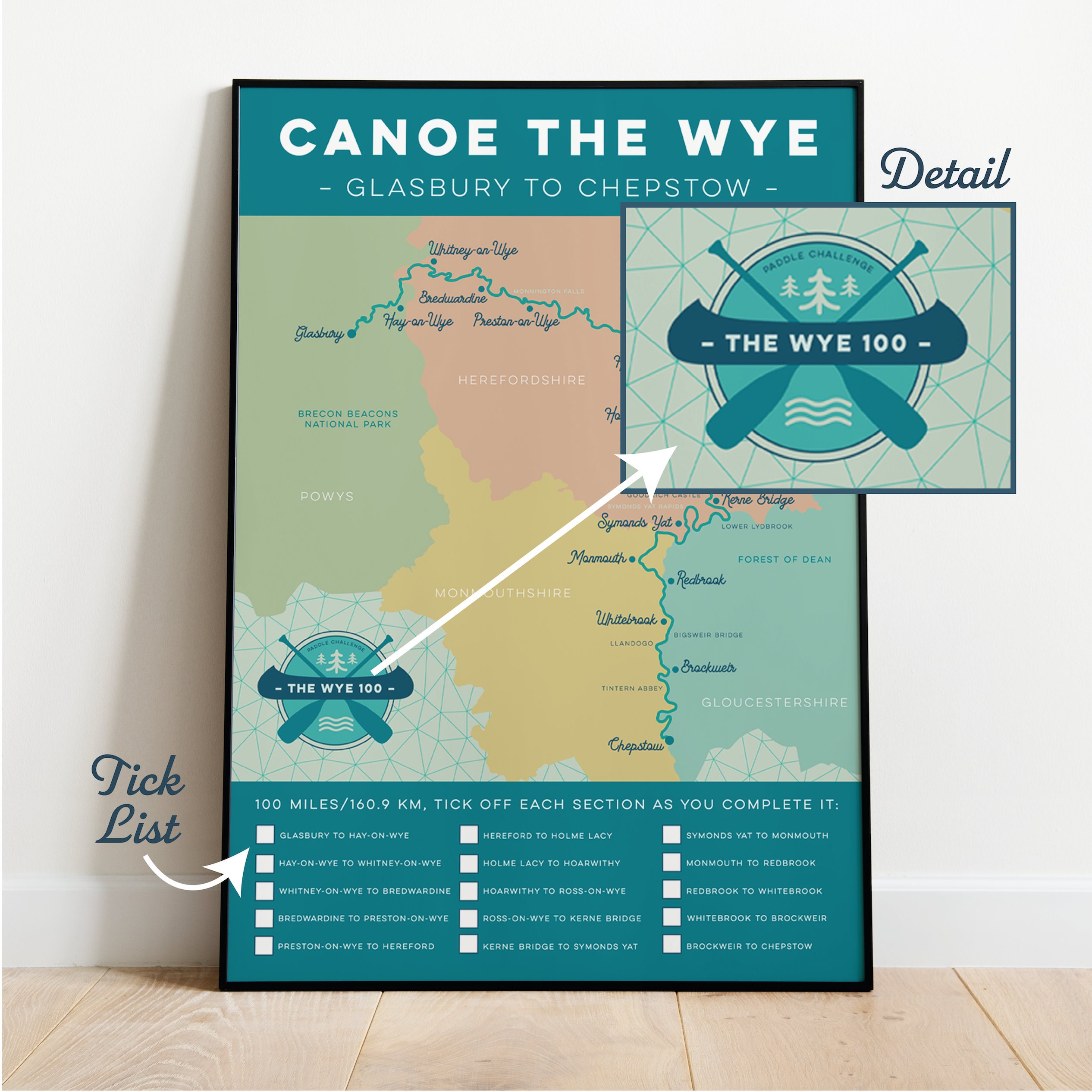 Canoeing Gift: River Wye Art Print. Wall Art Map Art Wye 100 - Etsy UK