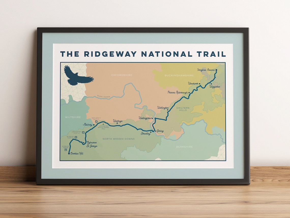 The Ridgeway Art Print: Wall Art Map Print. Ridgeway Trail Map | Etsy