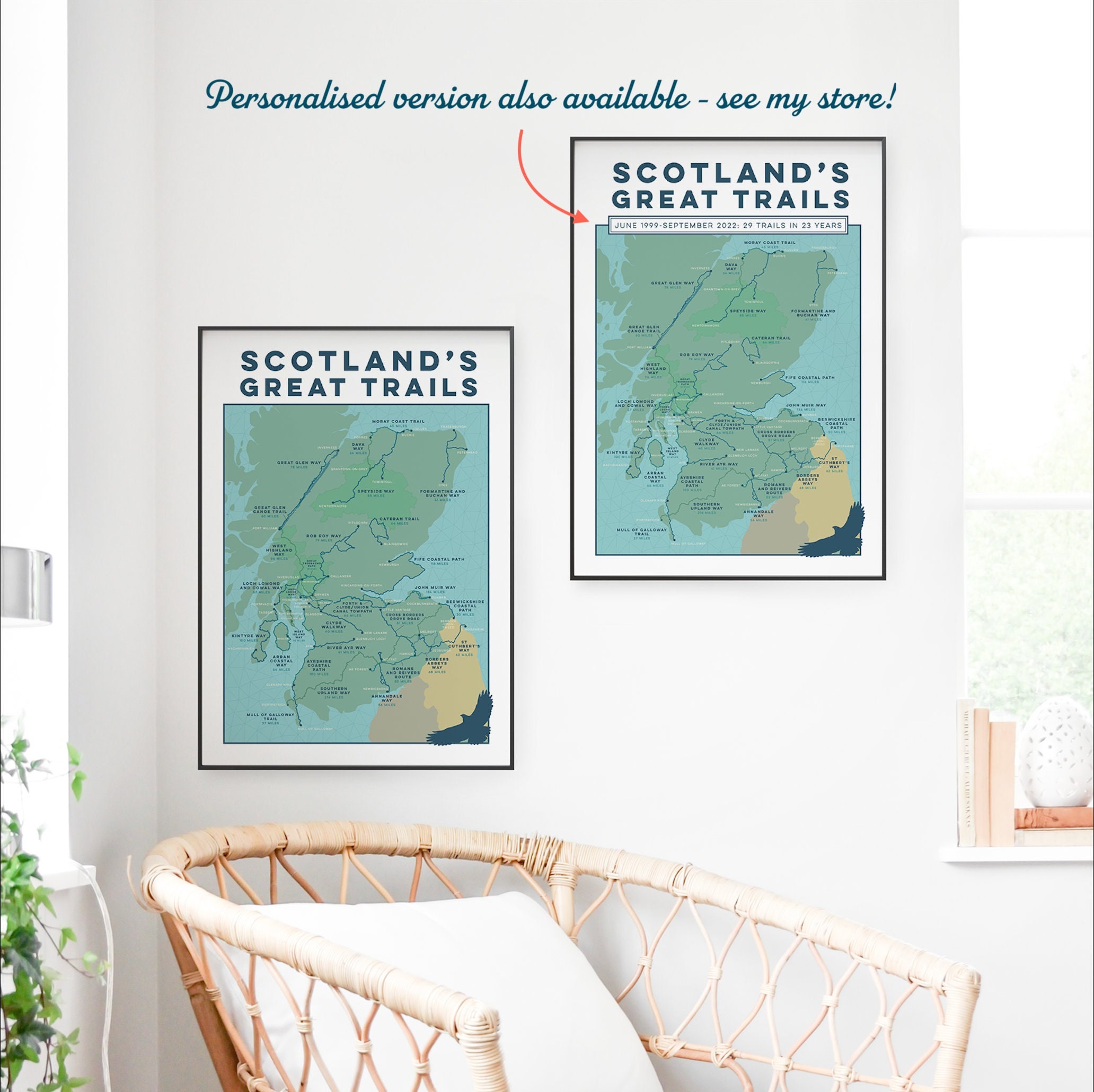 Scotland's Great Trails Map Print: Wall Art Print of Scottish Hiking ...