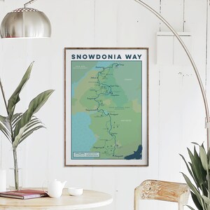Snowdonia Way Art Print: Hiking Trail Map Art. North Wales Map, Wales ...