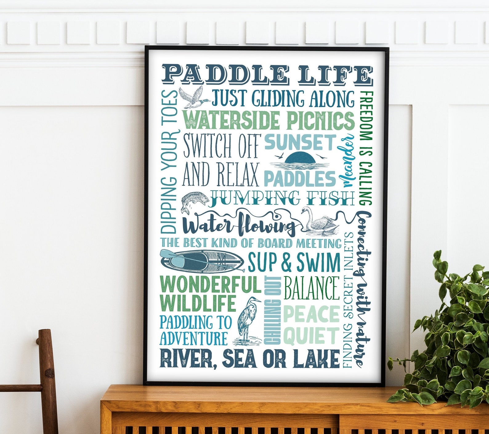 Paddle Life Wall Art Paddleboard Gift Paddle Board Art Sup - Etsy UK