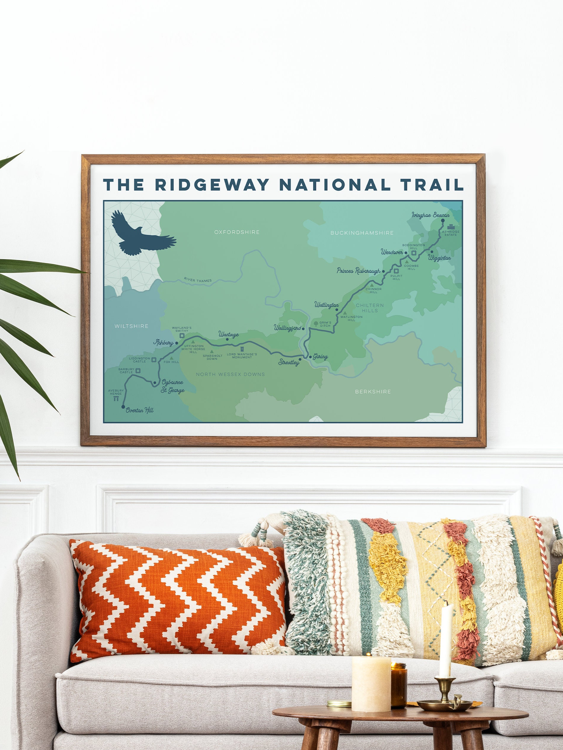 The Ridgeway Art Print: Wall Art Map Print. Ridgeway Trail Map Art ...
