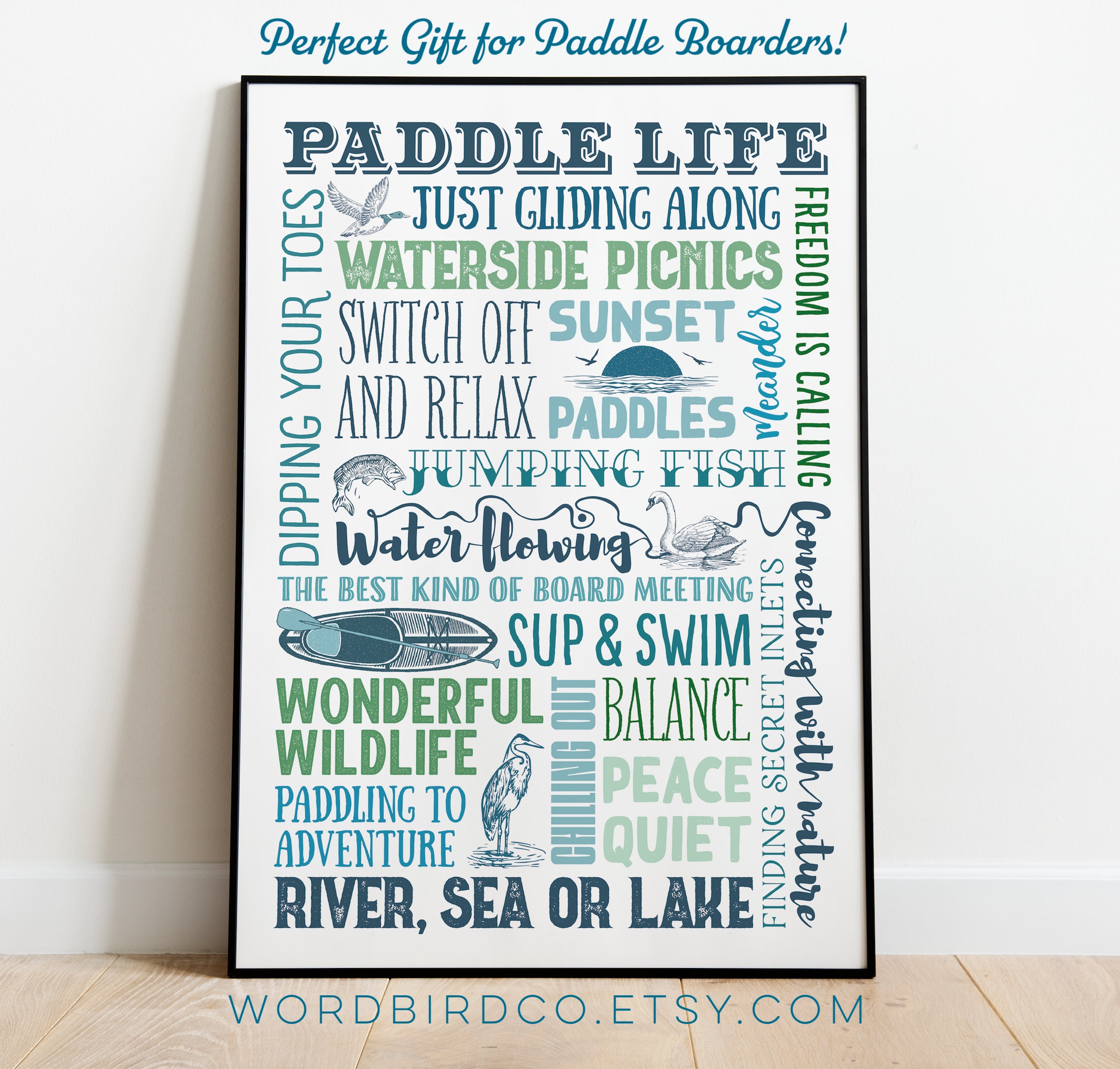 Paddle Life Wall Art, Paddleboard Gift, Paddle Board Art, Sup Gift, Sup ...