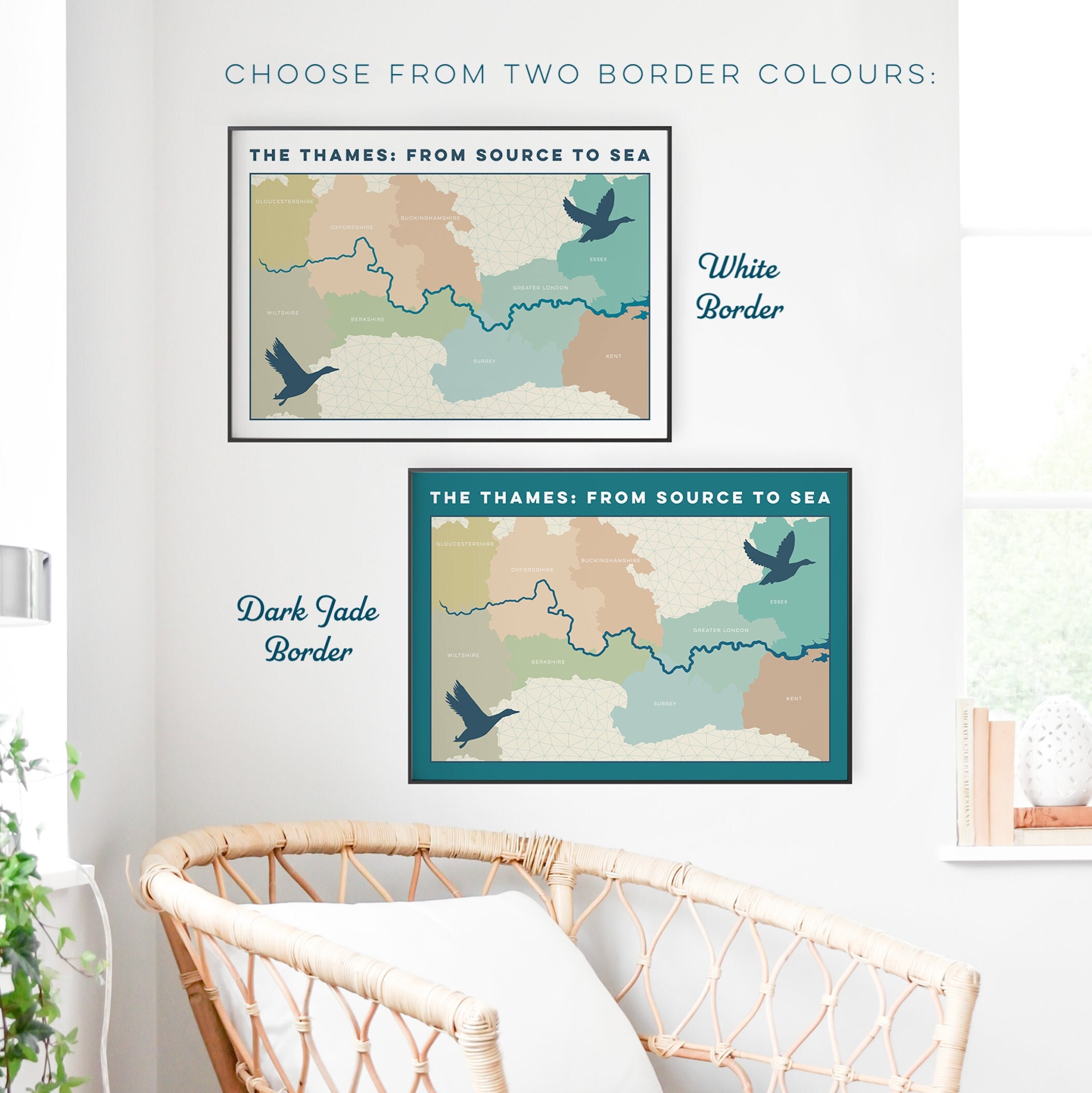 River Thames Map: Source to Sea Art Print. Map Art, River Wall Art ...