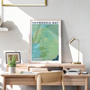 Snowdonia Way Art Print: Hiking Trail Map Art. North Wales Map, Wales ...