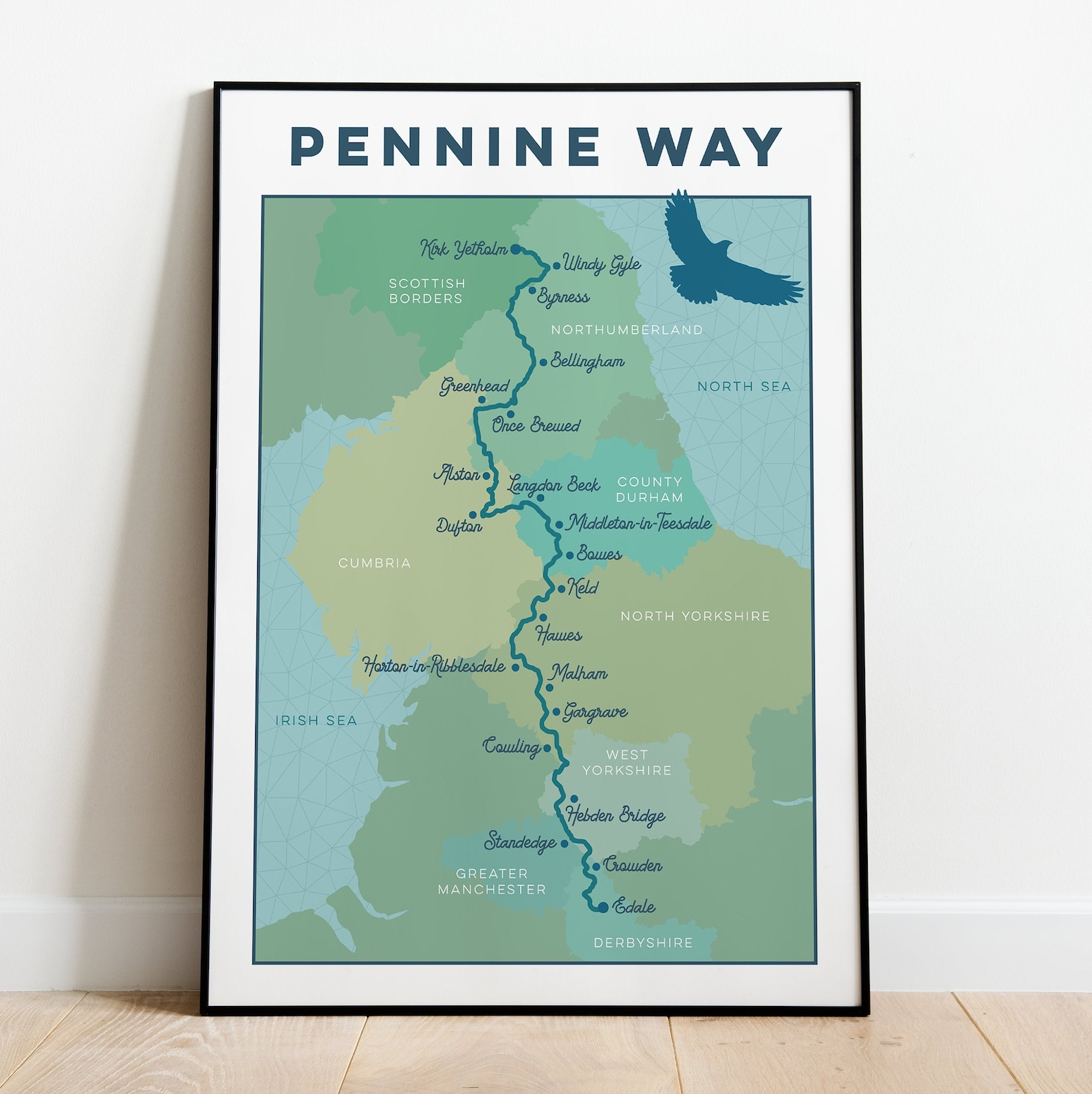 Pennine Way Map Art Print. Pennine Trail Map Print, Pennines Wall Art ... Pennine Way Map Art Print. Pennine Trail Map Print, Pennines Wall Art ...