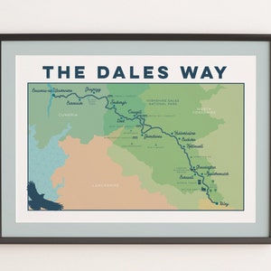 Dales Way Art Print: Yorkshire Dales Way Wall Art, Dales Way Walk Map ...