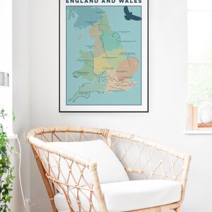 National Trails Map Print: Wall Art Print of Hiking Trails, England Map ...
