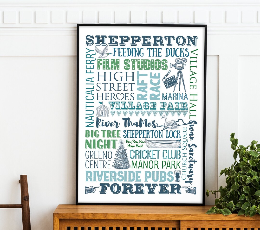 Shepperton Art, Shepperton Print, Shepperton Poster Typography Print in ...