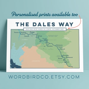 Dales Way Art Print: Yorkshire Dales Way Wall Art, Dales Way Walk Map ...