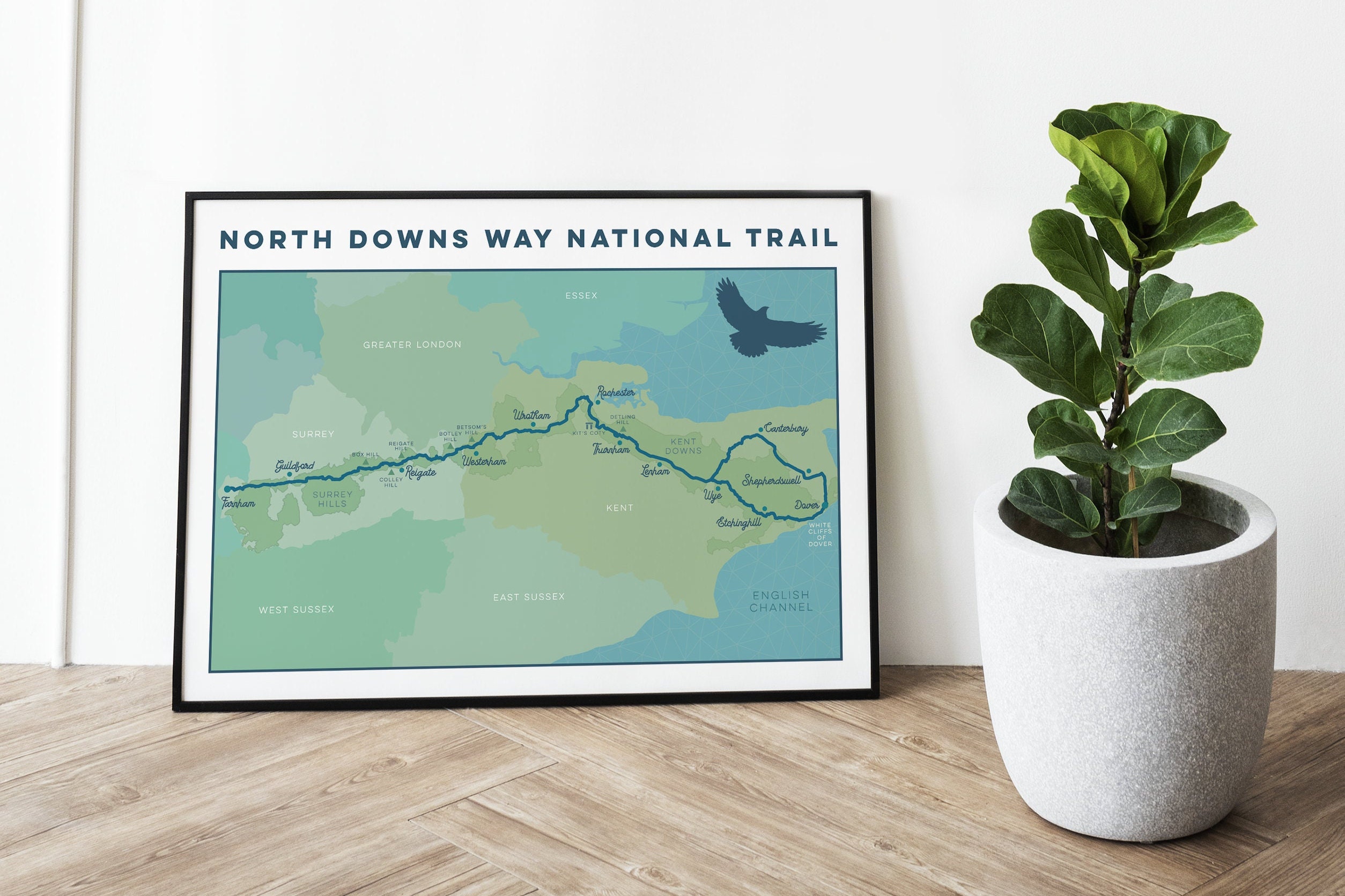 North Downs Way Art Print: North Downs Map Art. National Trail - Etsy UK