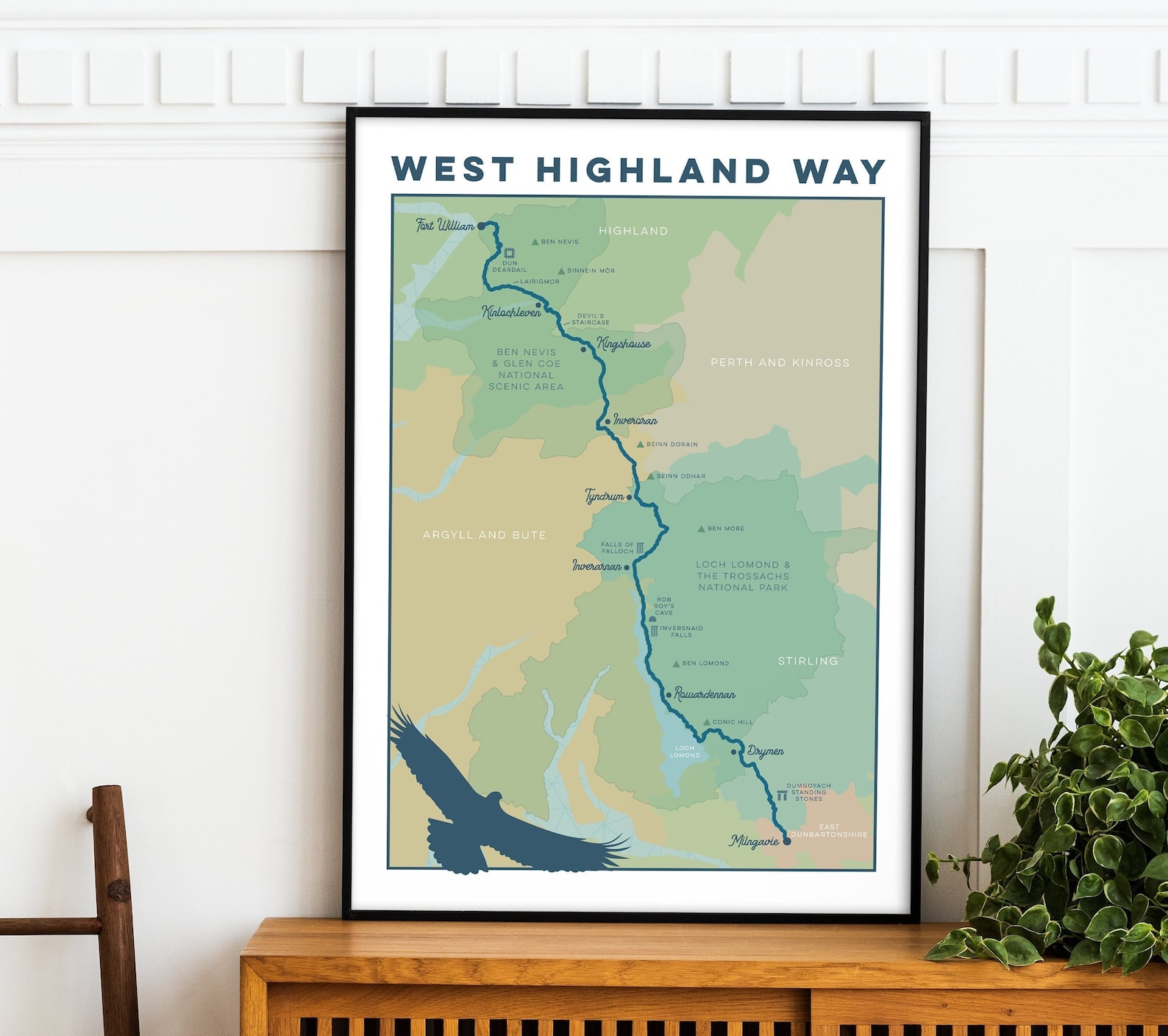West Highland Way Map Art Print. WHW Map Print, West Highlands Wall Art ...