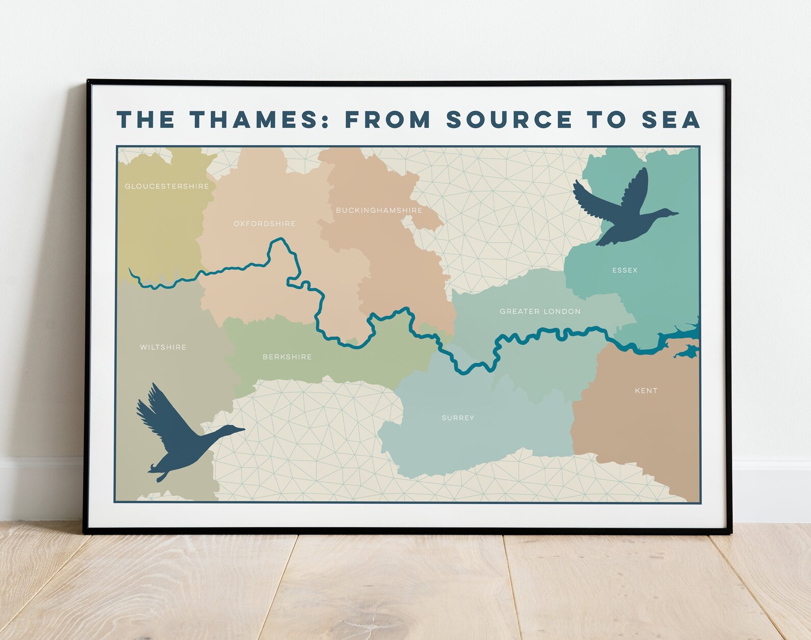 Mapa del río Támesis: Fuente al mar Impresión de arte. Arte - Etsy España