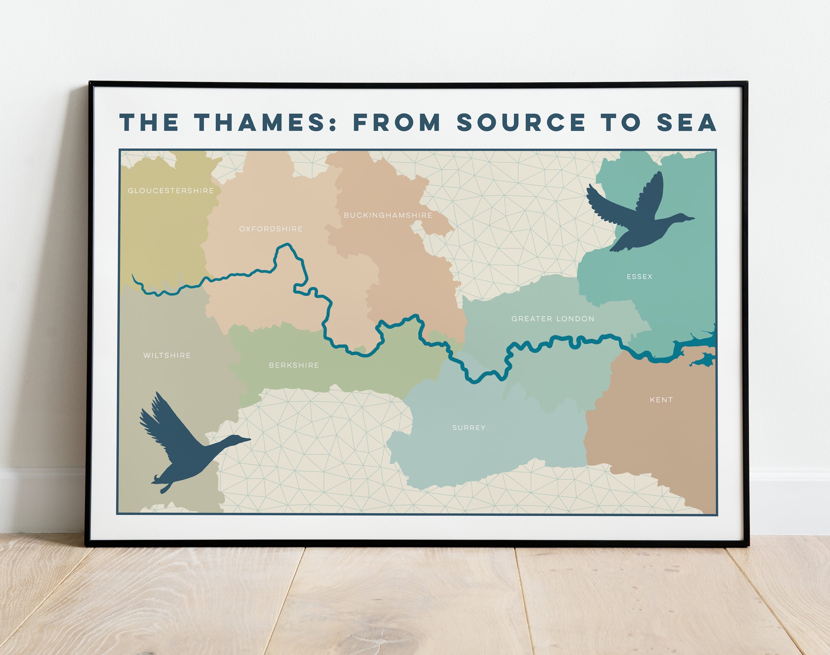 River Thames Map: Source to Sea Art Print. Map Art River Wall | Etsy