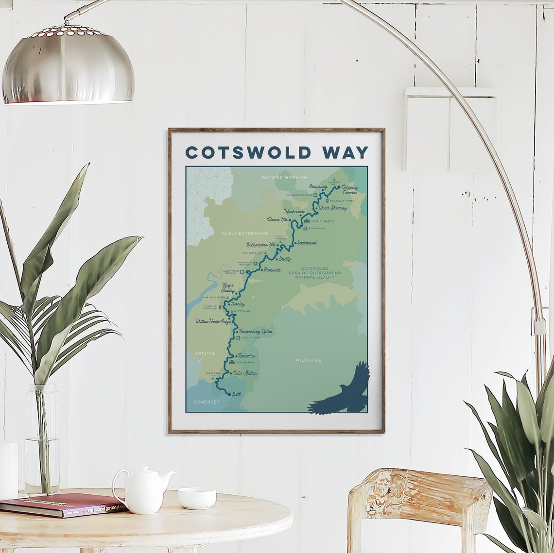Cotswold Way Map Art Print. Cotswold Trail Map Print - Etsy UK