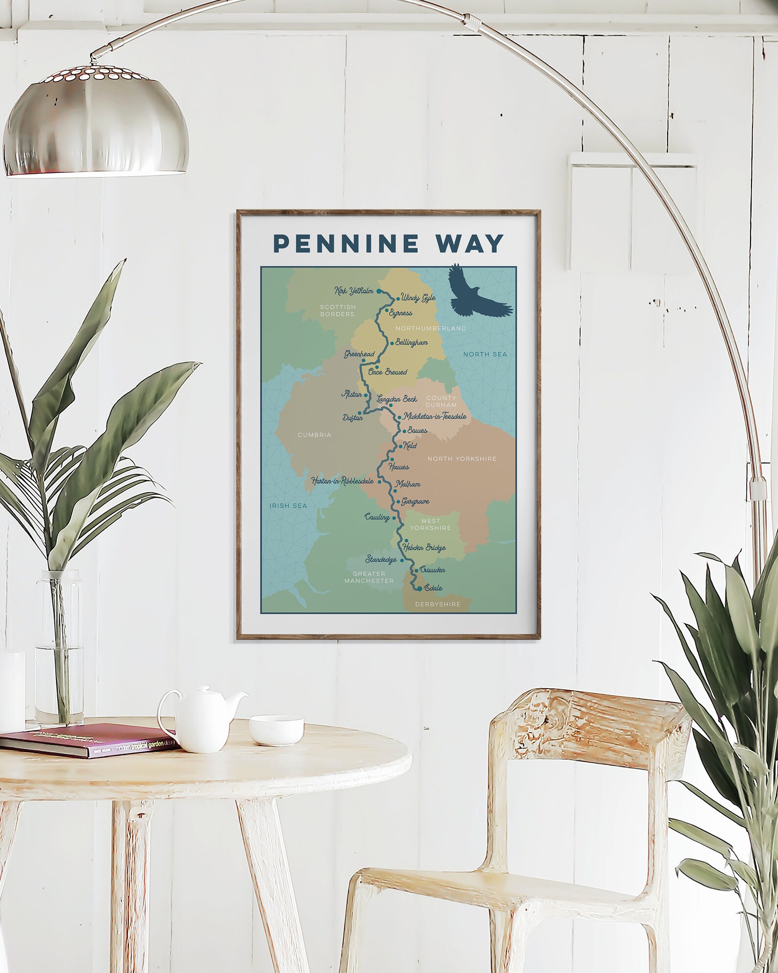 Pennine Way Map Art Print. Pennine Trail Map Print, Pennines Wall Art ...