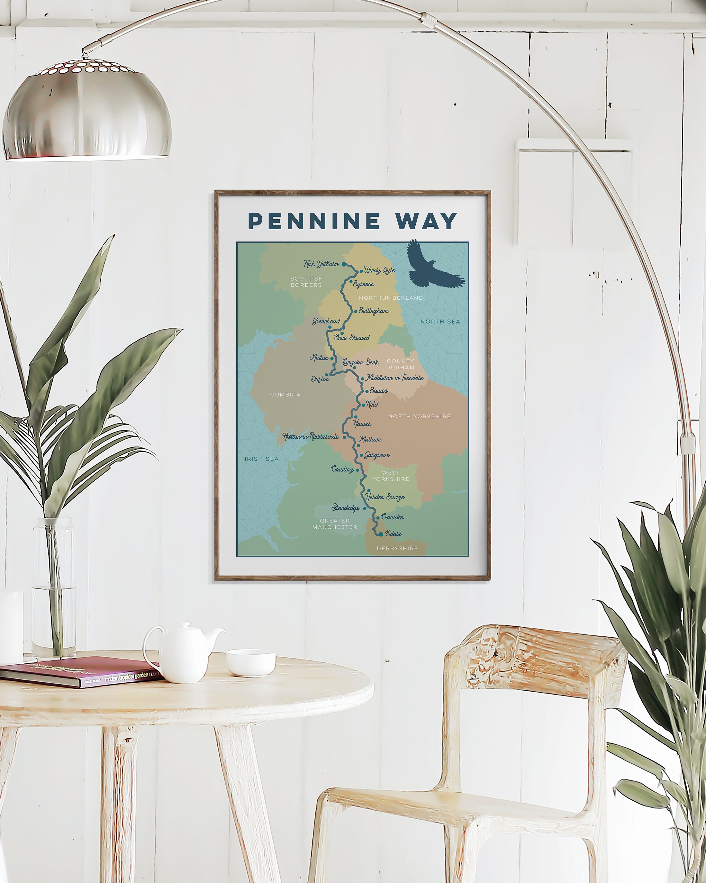Pennine Way Map Art Print. Pennine Trail Map Print, Pennines Wall Art ...