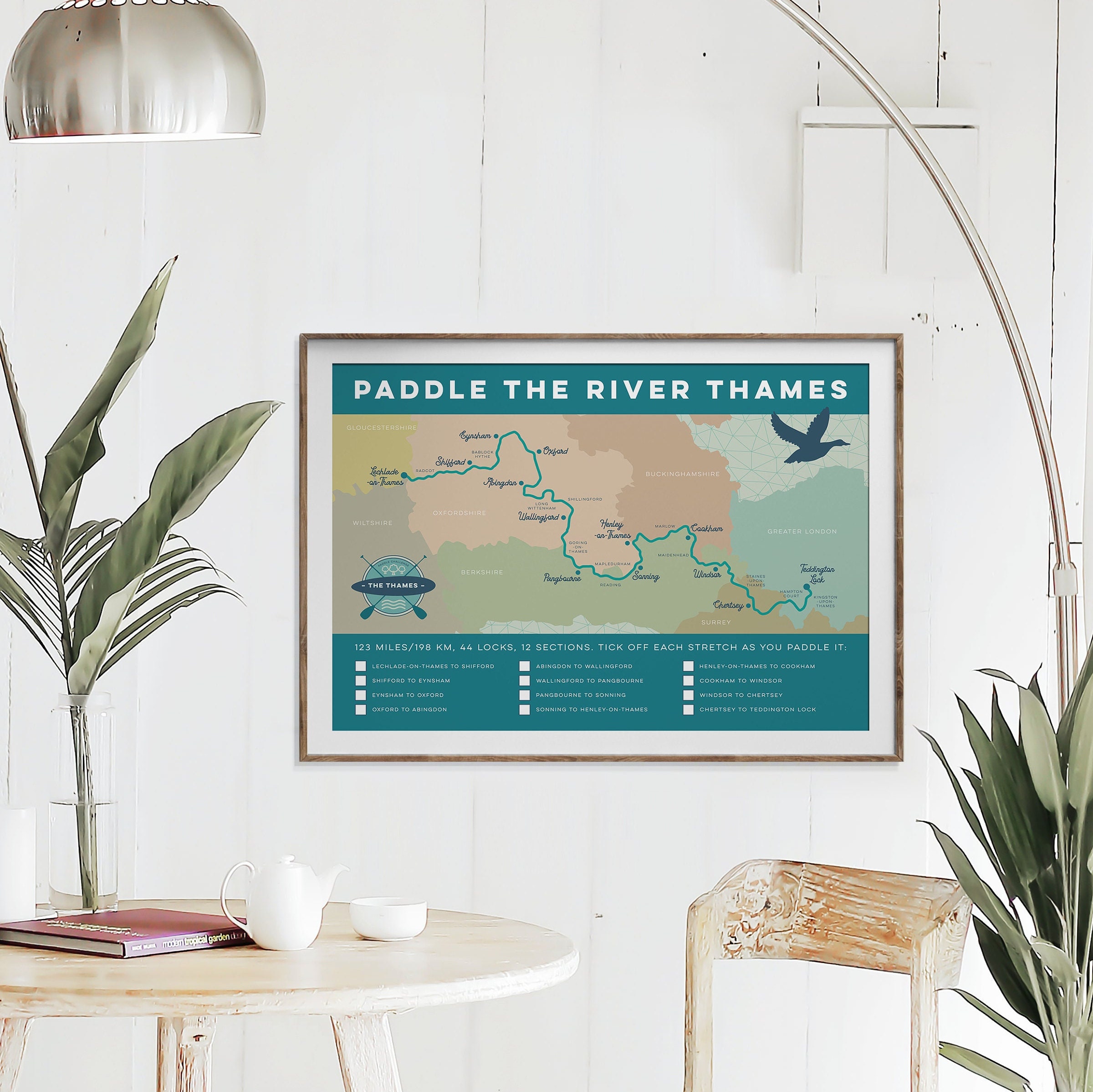 River Thames Map Print: Thames Art Print Trail Map Art, Wall Art, Map ...