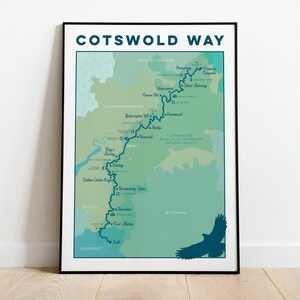 Cotswold Way Map Art Print. Cotswold Trail Map Print, Cotswolds Wall ...