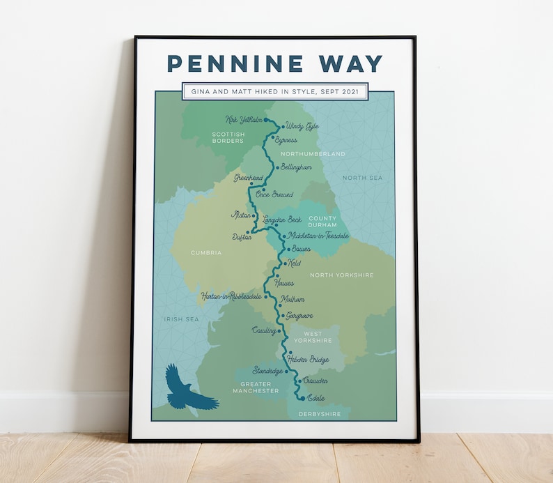 Pennine Way Personalised Art Print: Pennine Trail Personalised Print ...