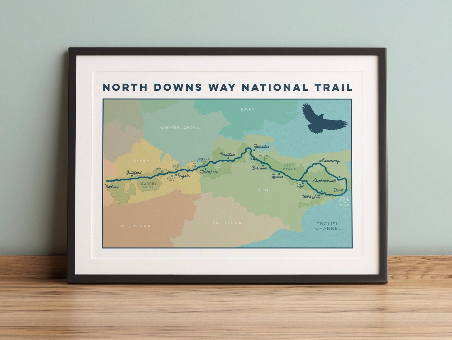 North Downs Way Art Print: North Downs Map Art. National Trail | Etsy