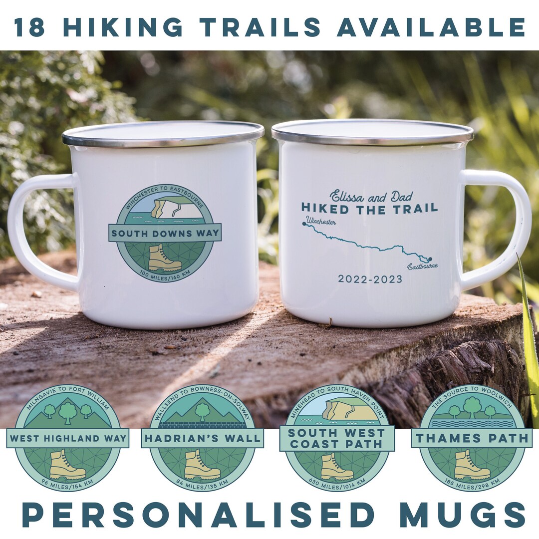 Personalised Camping Mug Hiker Gift, Enamel Mug Choose From 18 Hiking ...