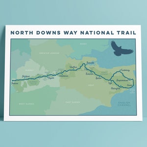 North Downs Way Art Print: North Downs Map Art. National Trail | Etsy