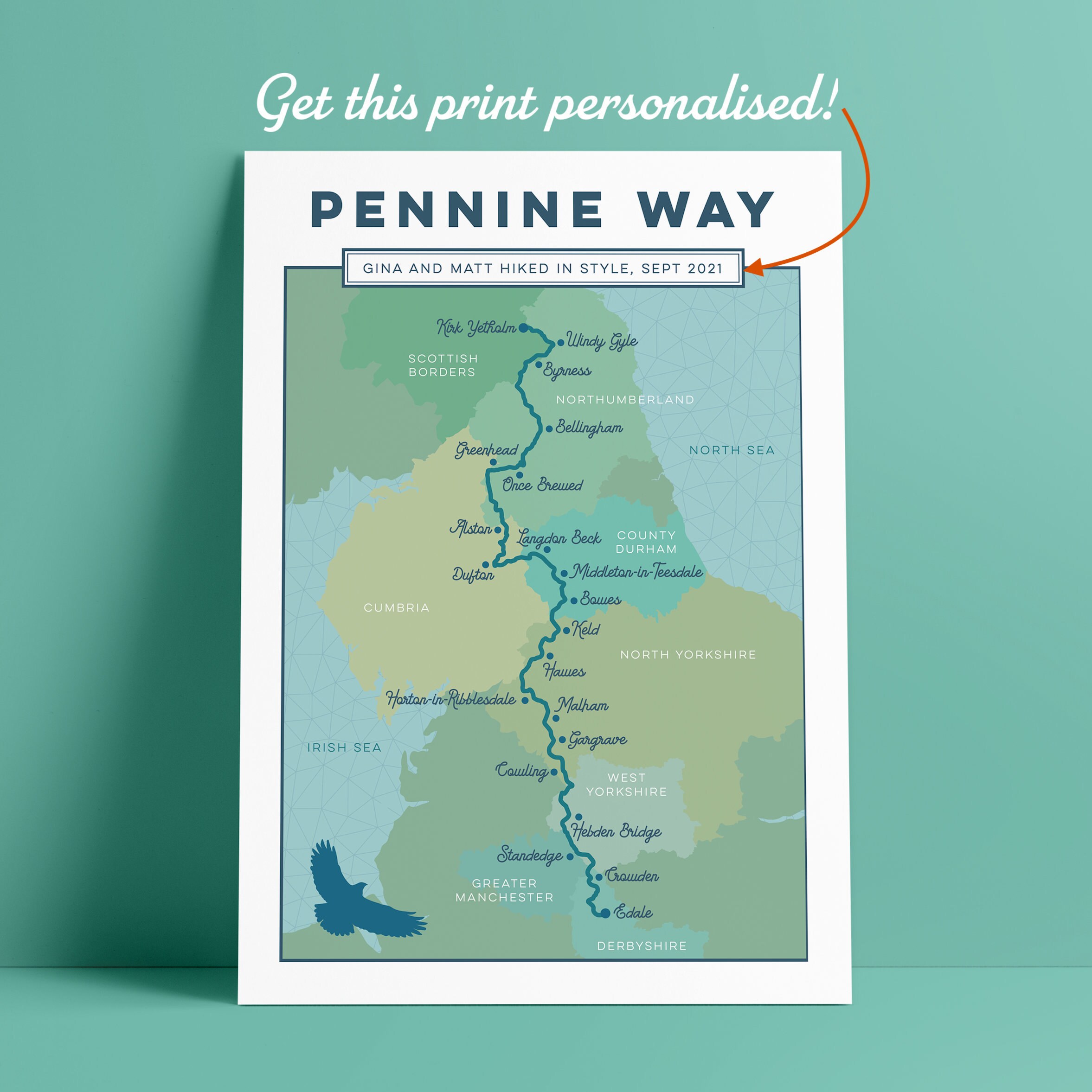 Pennine Way Personalised Art Print: Pennine Trail Personalised | Etsy